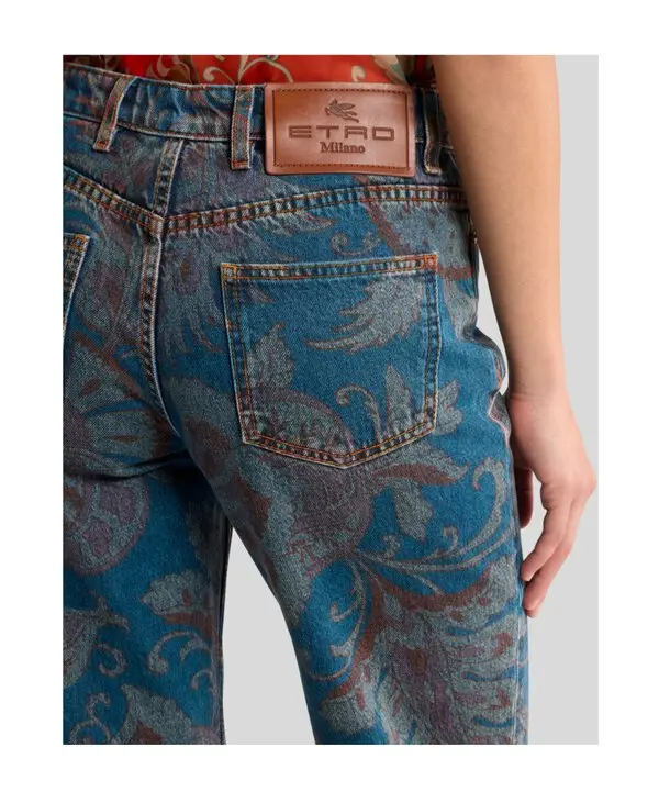 Etro Flared Jeans With Floral Motif - Blue