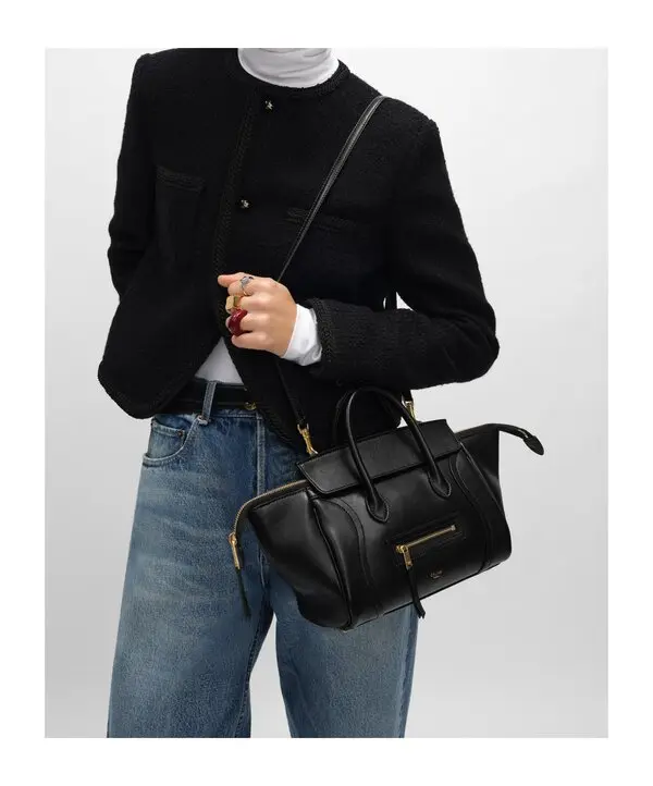 Celine Little Luggage In Supple Shiny Lambskin - Black