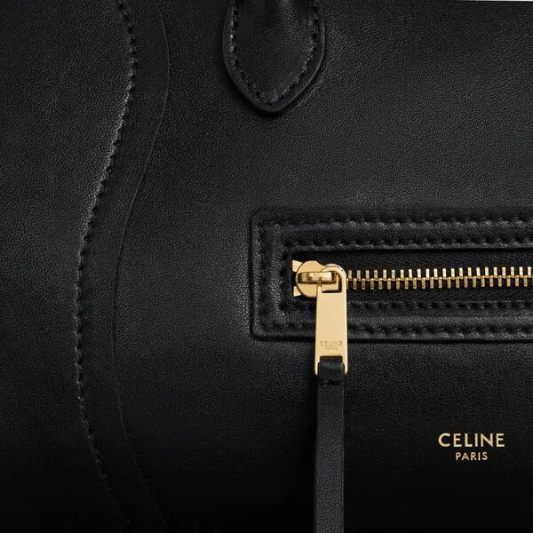 Celine Little Luggage In Supple Shiny Lambskin - Black