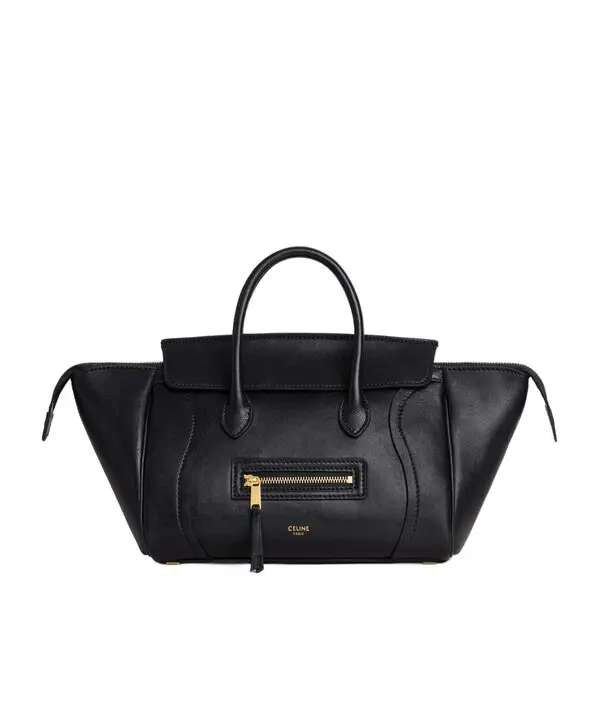 Celine Little Luggage In Supple Shiny Lambskin - Black