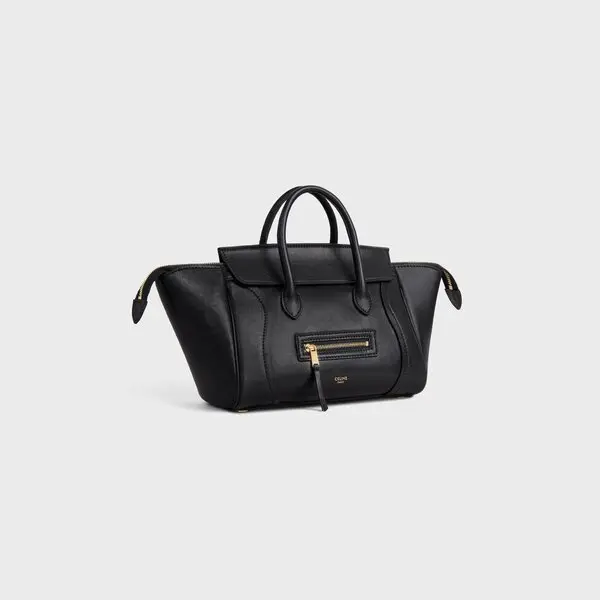Celine Little Luggage In Supple Shiny Lambskin - Black