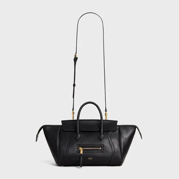 Celine Little Luggage In Supple Shiny Lambskin - Black