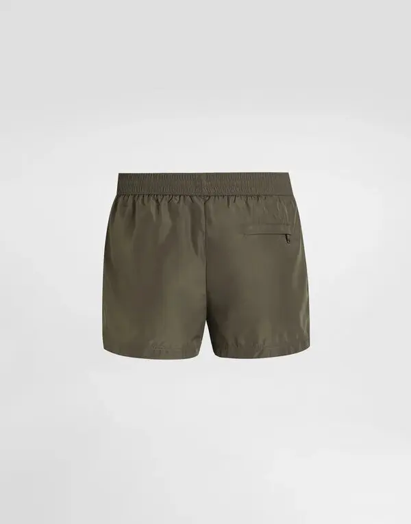 Dolce & Gabbana Logo Plaque Swim Shorts - Brown