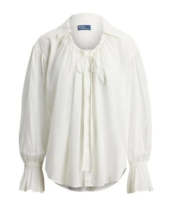 Polo Ralph Lauren Drawstring Ruffled Shirt - White