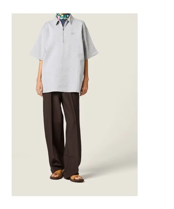 Miu Miu Logo Detailed Half-zip Polo Shirt