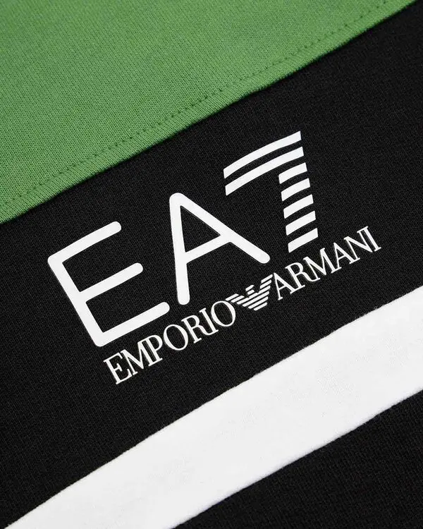 EA7 Hooded Zip-up Jacket With Logo Detail - Green