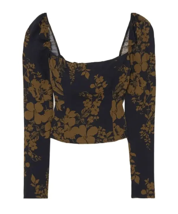 REFORMATION Demi Floral-print Crepe De Chine Blouse - Navy