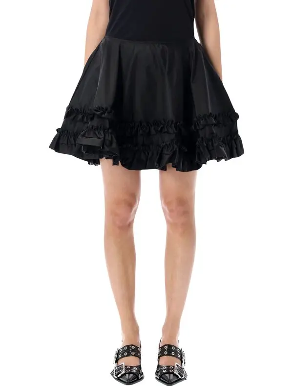 GANNI Duchesse Mini Frill Skirt - Black