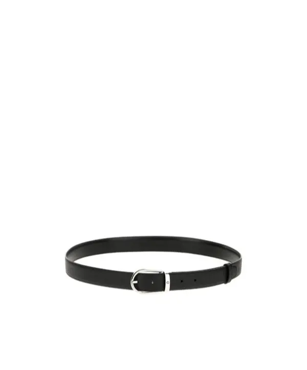 Montblanc Horseshoe Buckle Double-sided Leather Belt - Black