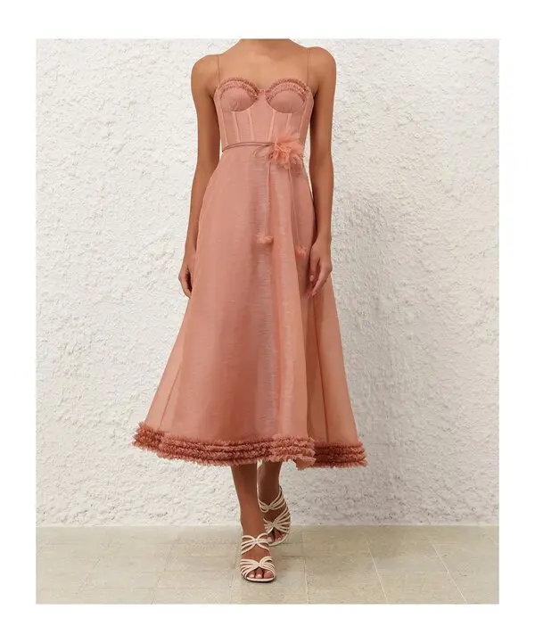 Zimmermann Ruched Bodice Midi Dress