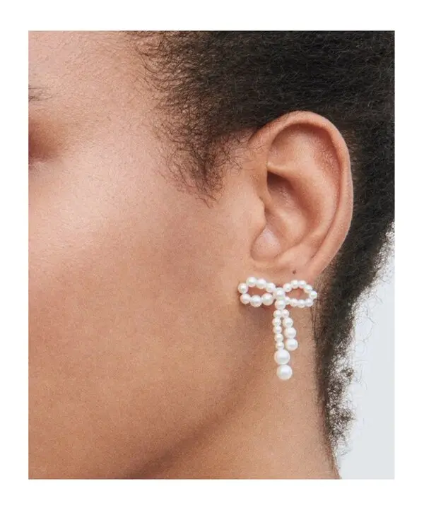 Sophie Bille Brahe Bow-shaped Pearl Earrings