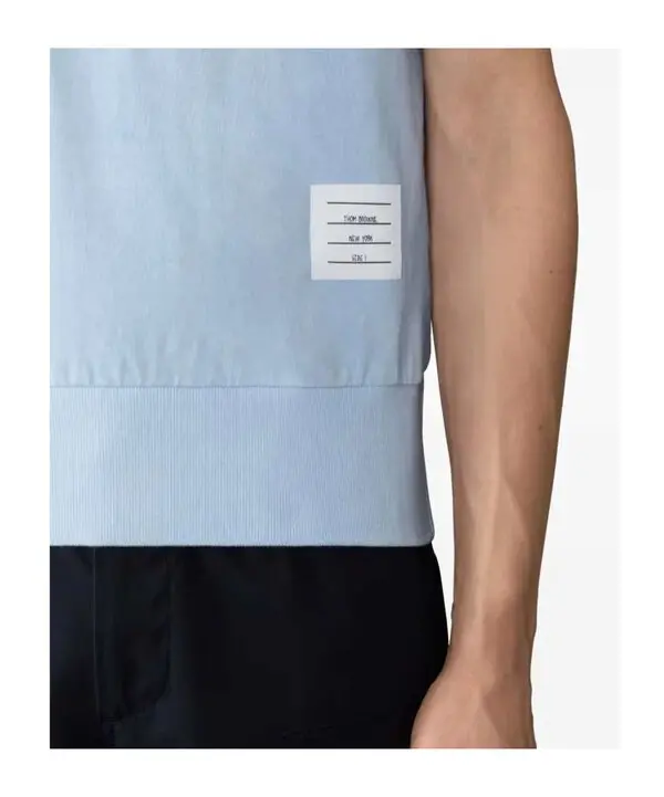 Thom Browne Ottoman 4-bar Logo Patch Polo Shirt - Light Blue