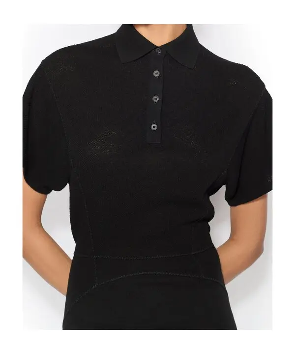 Alaïa Knit Polo Maxi Dress