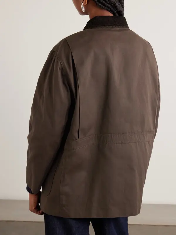 BLAZÉ MILANO Corduroy-collar Cotton Gabardine Coat - Brown