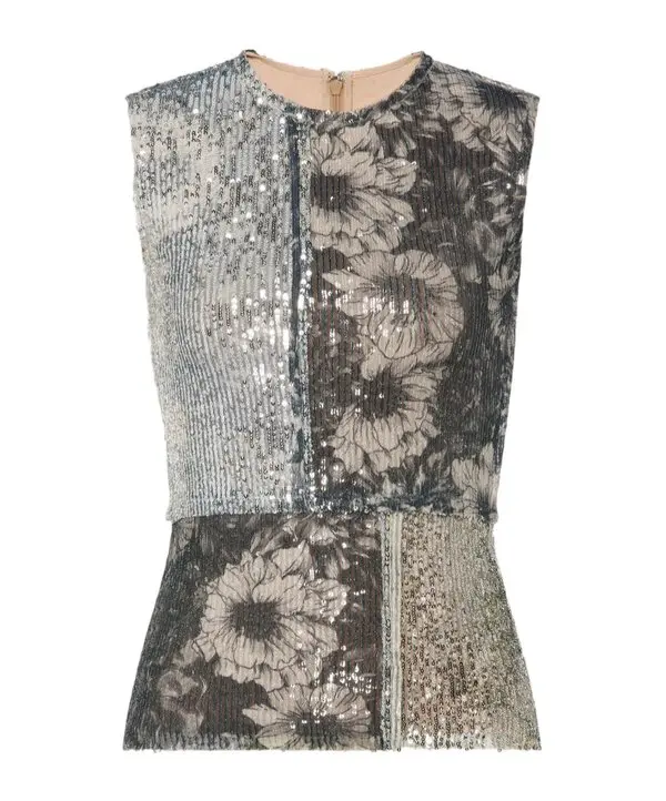 MAISON MARGIELA Sleeveless Sequined Top - Grey