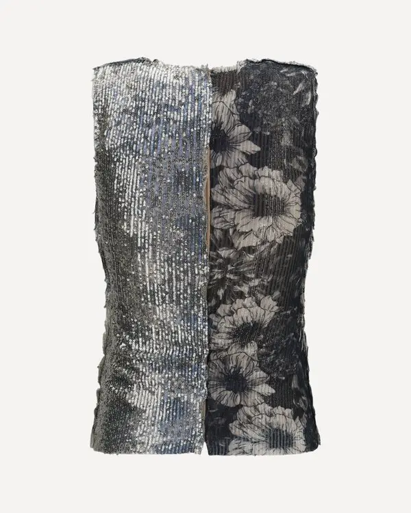 MAISON MARGIELA Sleeveless Sequined Top - Grey