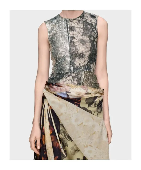 MAISON MARGIELA Sleeveless Sequined Top - Grey