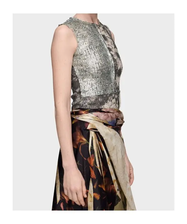 MAISON MARGIELA Sleeveless Sequined Top - Grey