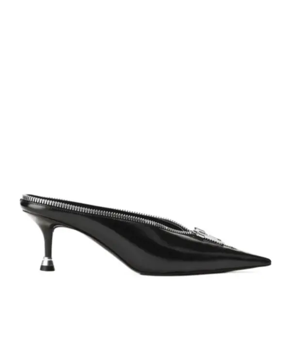 Alexander Wang Akila Zip Closed Toe Mules - Black