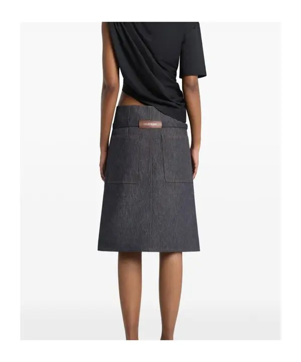 COURREGES Belted Denim Paneled Shorts - Black