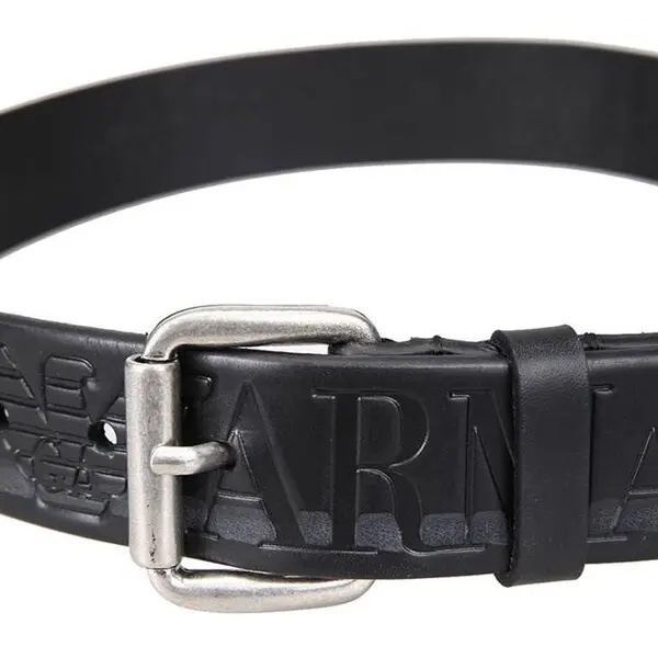 Emporio Armani Leather Buckle Belt With Embossed Logo