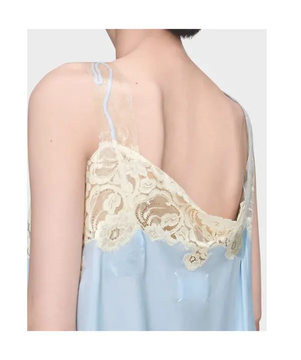 MAISON MARGIELA Taped Slip Dress With Lace Detailing - Light Blue
