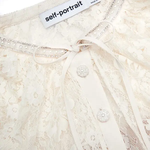 SELF-PORTRAIT Lace-panel Satin Maxi Dress