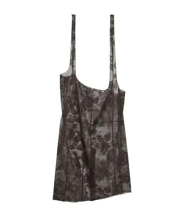 Prada Chantilly Lace Midi Skirt With Suspender Straps - Ebony