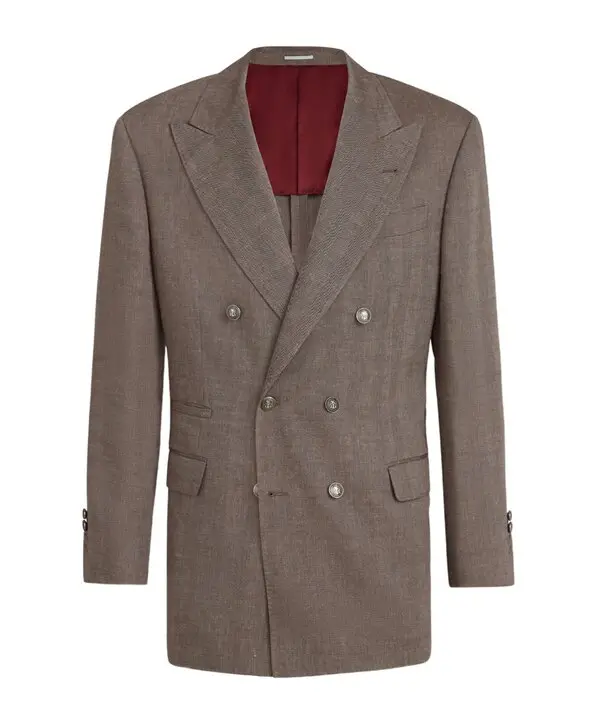 Brunello Cucinelli Peak-lapels Blazer - Hazelnut Color