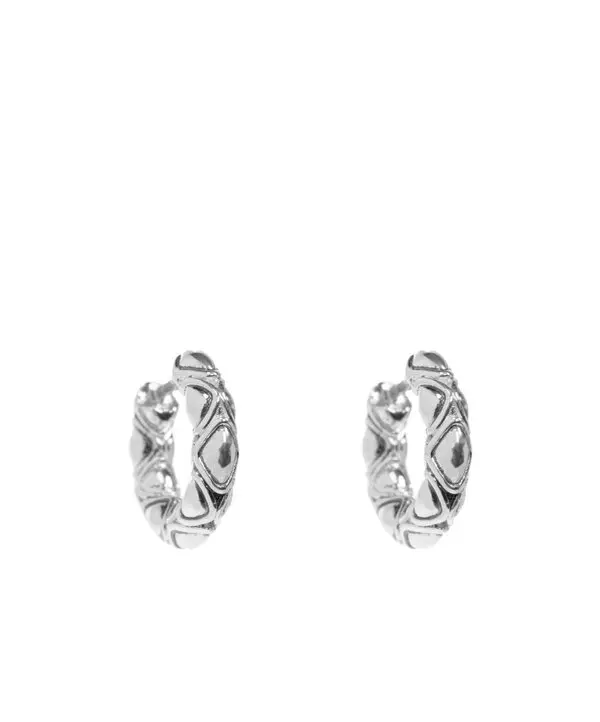 Bottega Veneta Hoop Earrings With Three-dimensional Pattern - Silver