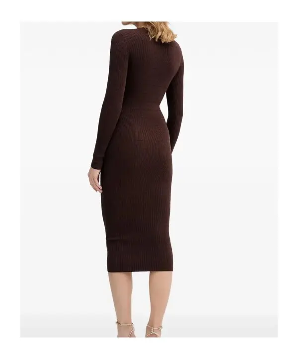 Elisabetta Franchi Micro-braided V-neck Midi Dress