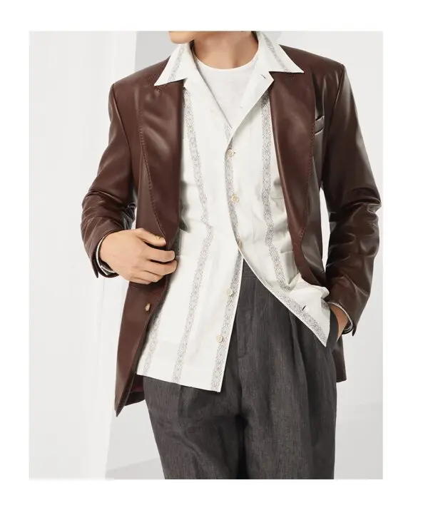 Brunello Cucinelli Leather Blazer
