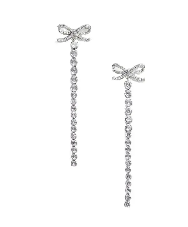 SELF-PORTRAIT Bow-embellished Drop Earrings - Silver