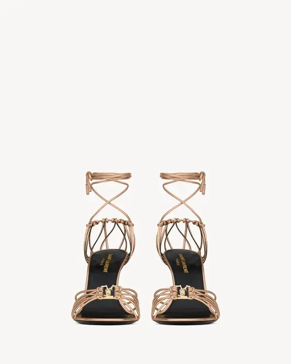 Saint Laurent Cassandre Lace-up Stiletto Sandals