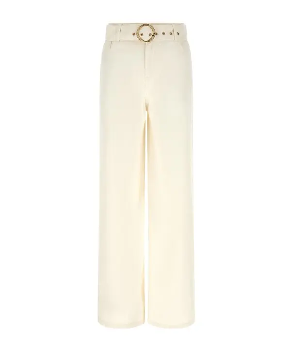 TWINSET Belted Wide-leg Jeans - White