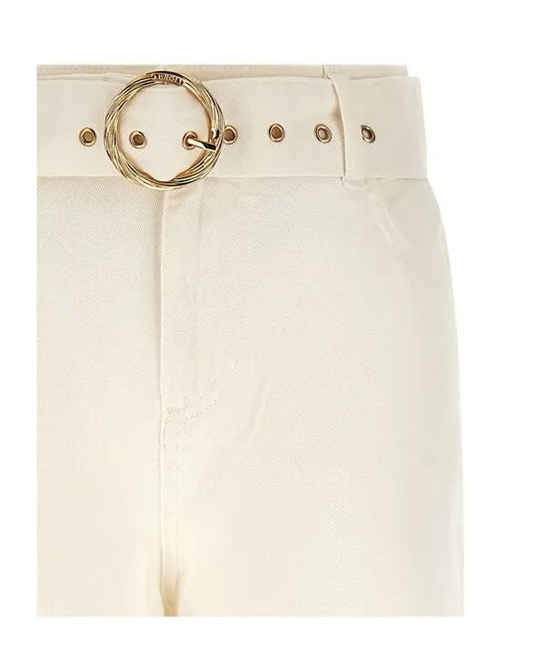 TWINSET Belted Wide-leg Jeans - White