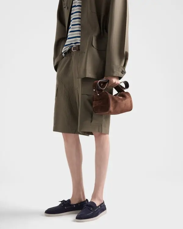 Prada Allacciate Suede Boat Shoe - Navy Blue