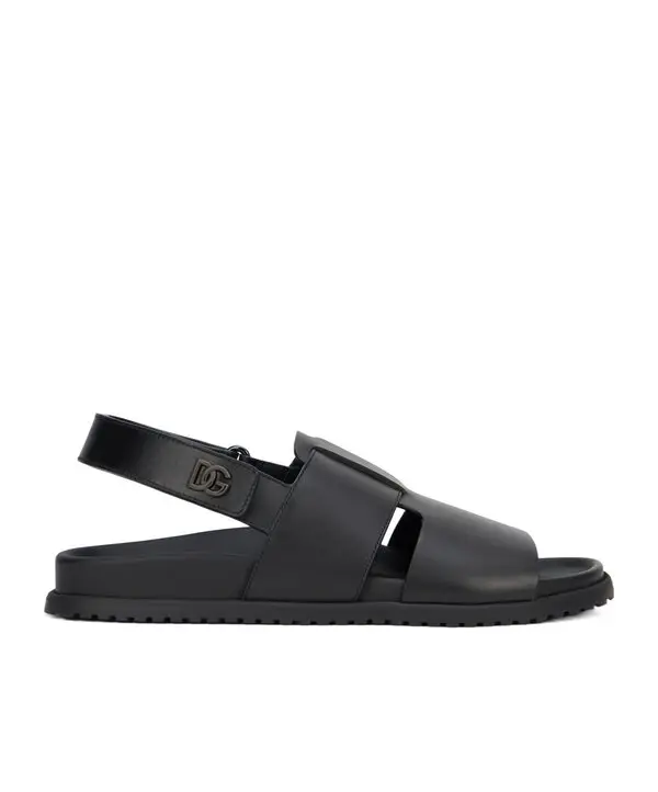 Dolce & Gabbana Leather Logo Sandals