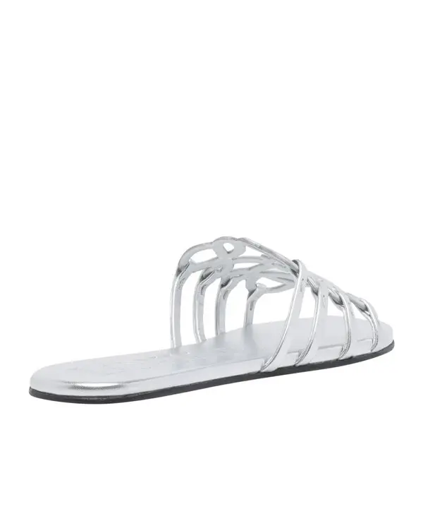 Loewe Anagram Metallic Effect Slides - White