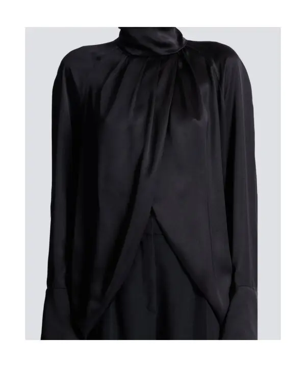 Balmain Draped Silk Blouse - Black