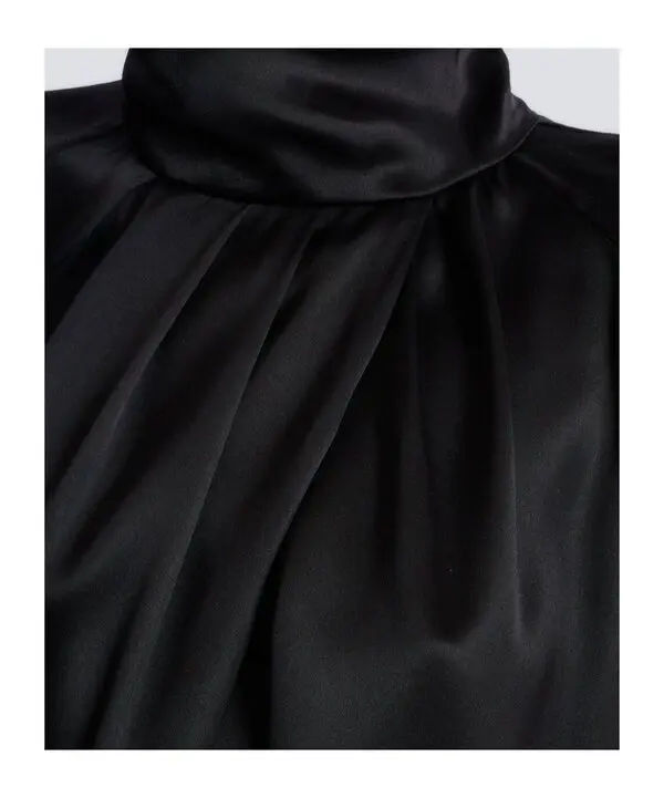 Balmain Draped Silk Blouse - Black