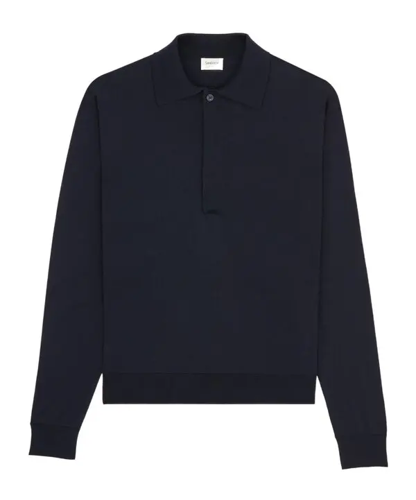 Saint Laurent Button Detailed Ribbed-knit Polo Shirt - Black
