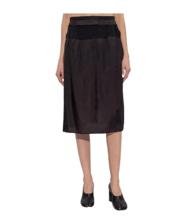 MAISON MARGIELA Ruffled A-line Midi Skirt - Black