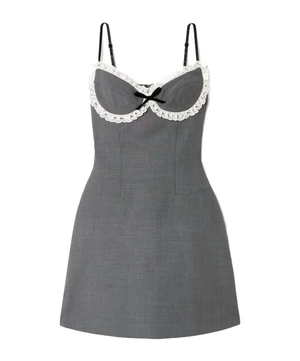 SHUSHU/TONG Lace Detail Dress - Gray