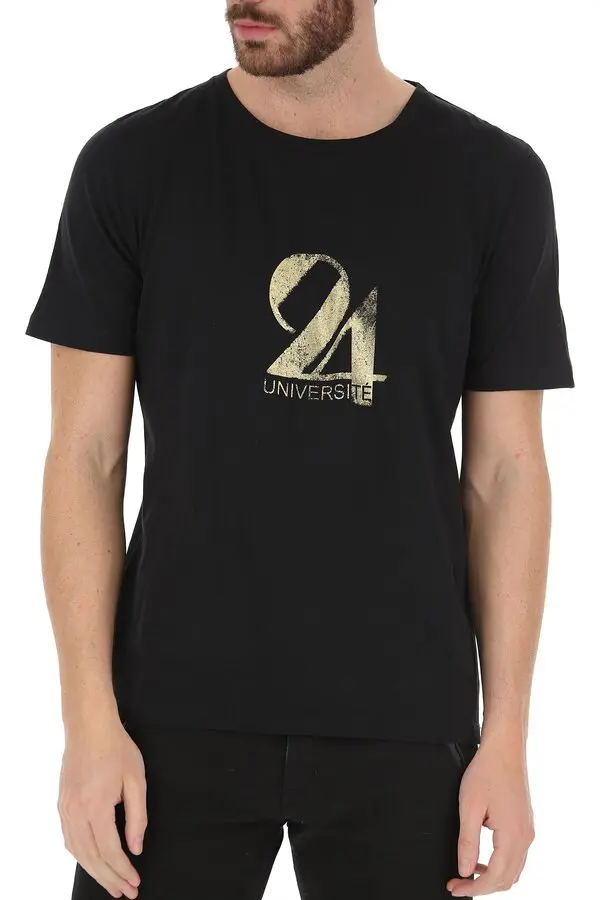 Saint Laurent Cotton Printed T-shirt With Round Neck