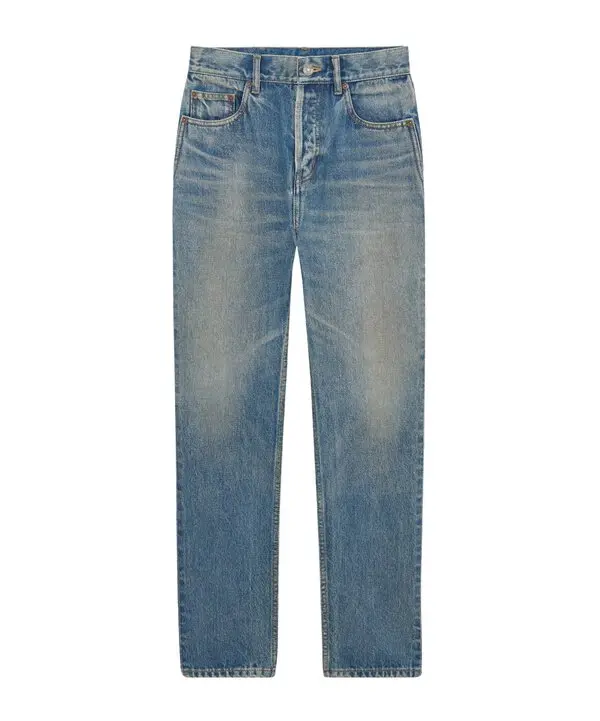 Saint Laurent Cropped Straight-leg Jeans - Medium Blue
