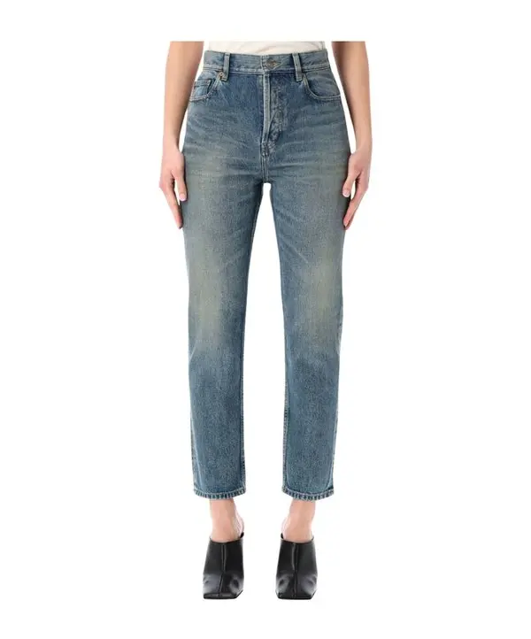 Saint Laurent 90's High-rise Cropped Slim Jeans - Medium Blue