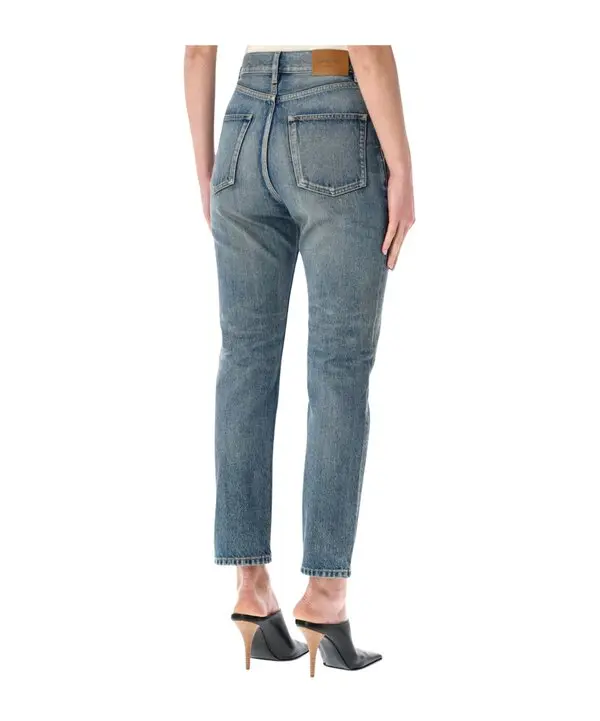 Saint Laurent 90's High-rise Cropped Slim Jeans - Medium Blue