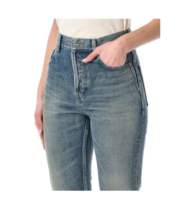 Saint Laurent 90's High-rise Cropped Slim Jeans - Medium Blue