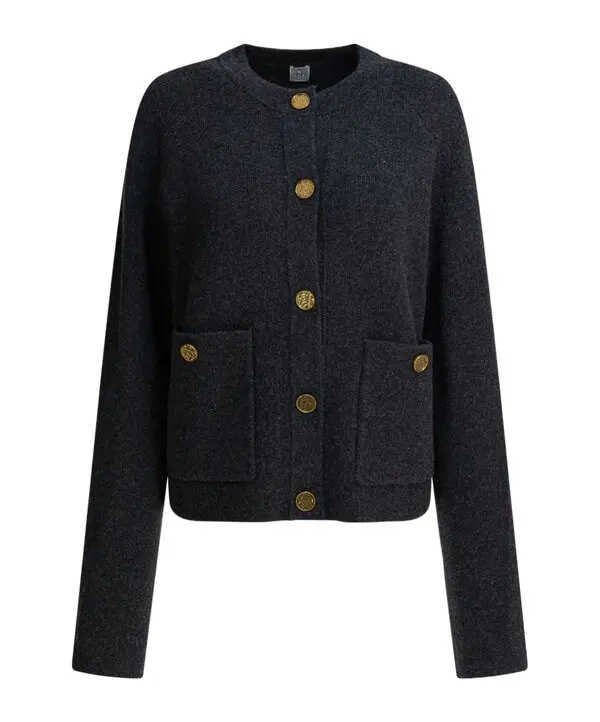 TOTEME Hammered Button Cardigan - Black